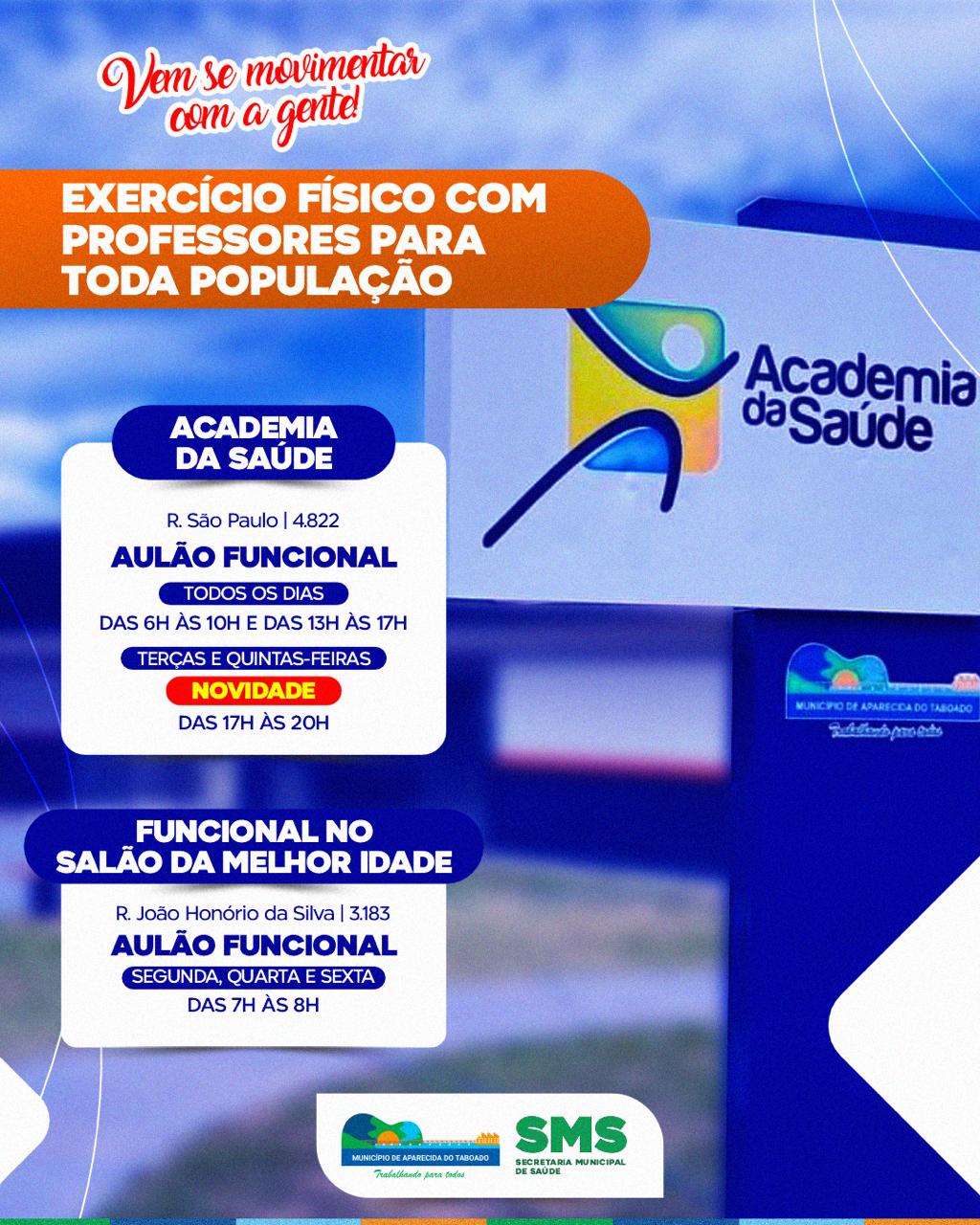 Academia da Saúde amplia horários e oferece professores para toda a ...